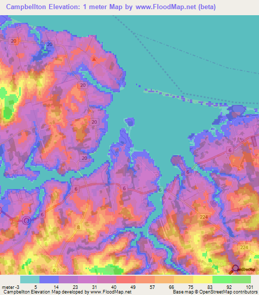Elevation of Campbellton,Canada Elevation Map, Topography, Contour