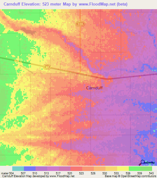Elevation of Carnduff,Canada Elevation Map, Topography, Contour