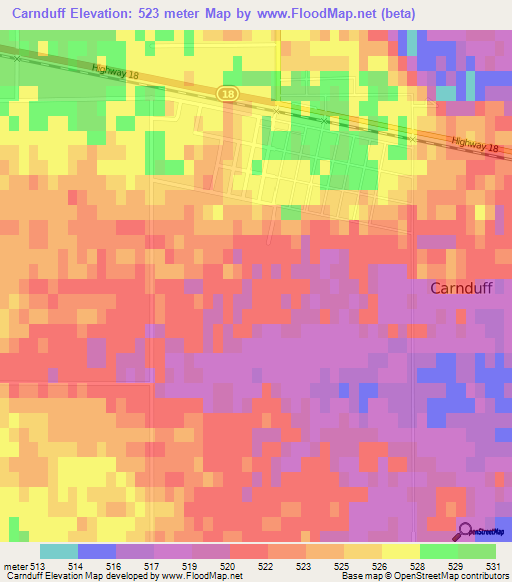 Elevation of Carnduff,Canada Elevation Map, Topography, Contour