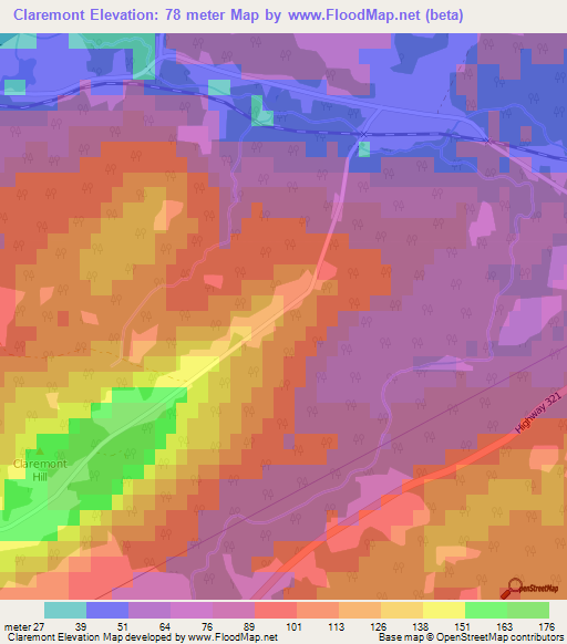 Elevation of Claremont,Canada Elevation Map, Topography, Contour