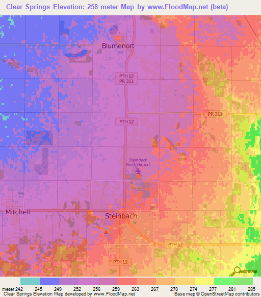 Elevation of Clear Springs,Canada Elevation Map, Topography, Contour