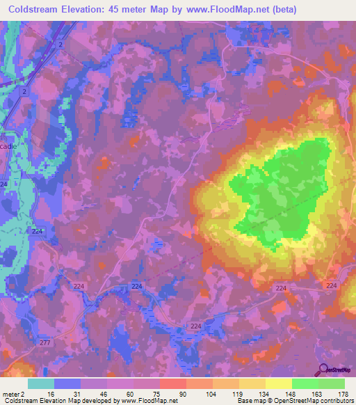 Elevation of Coldstream,Canada Elevation Map, Topography, Contour