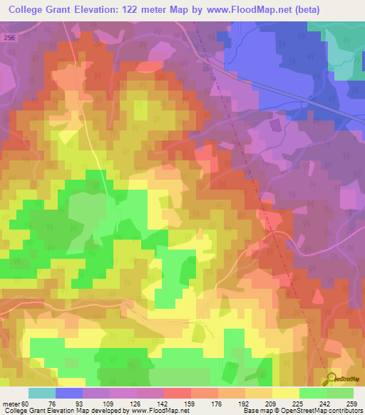 Elevation of College Grant,Canada Elevation Map, Topography, Contour