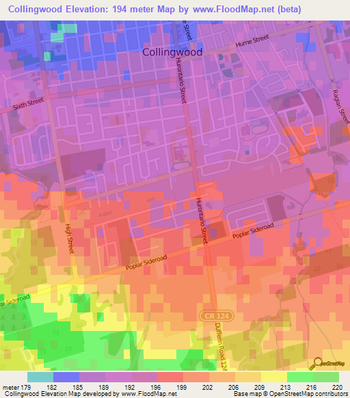 Elevation of Collingwood,Canada Elevation Map, Topography, Contour