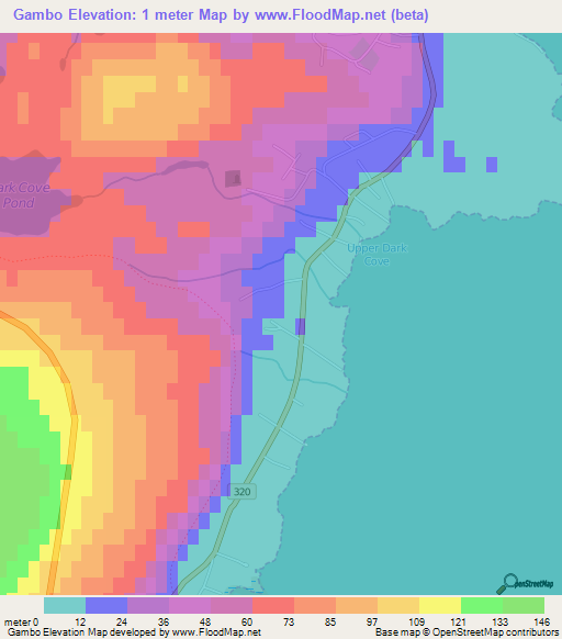 Elevation of Gambo,Canada Elevation Map, Topography, Contour