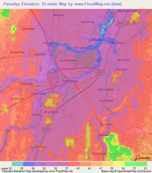 Elevation of Pasvalys,Lithuania Elevation Map, Topography, Contour