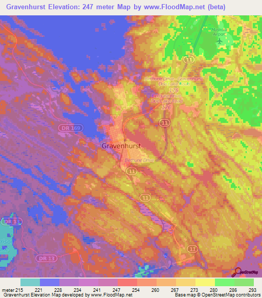 Elevation of Gravenhurst,Canada Elevation Map, Topography, Contour