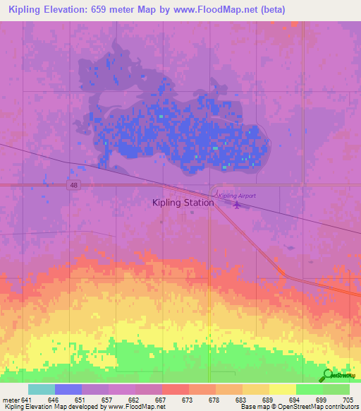 Elevation of Kipling,Canada Elevation Map, Topography, Contour