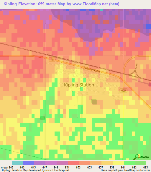 Elevation of Kipling,Canada Elevation Map, Topography, Contour