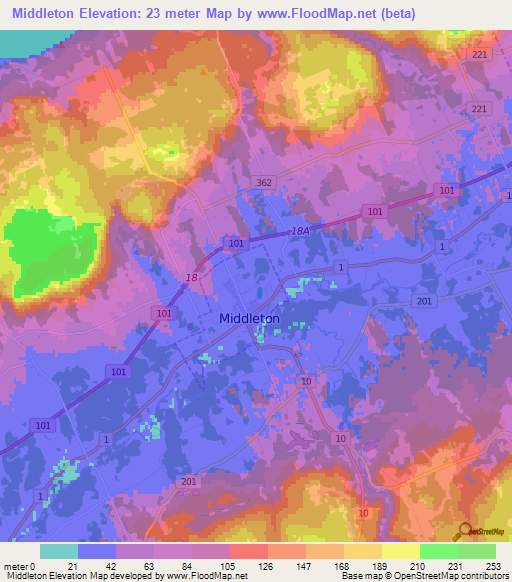 Elevation of Middleton,Canada Elevation Map, Topography, Contour