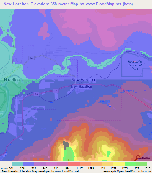 Elevation of New Hazelton,Canada Elevation Map, Topography, Contour