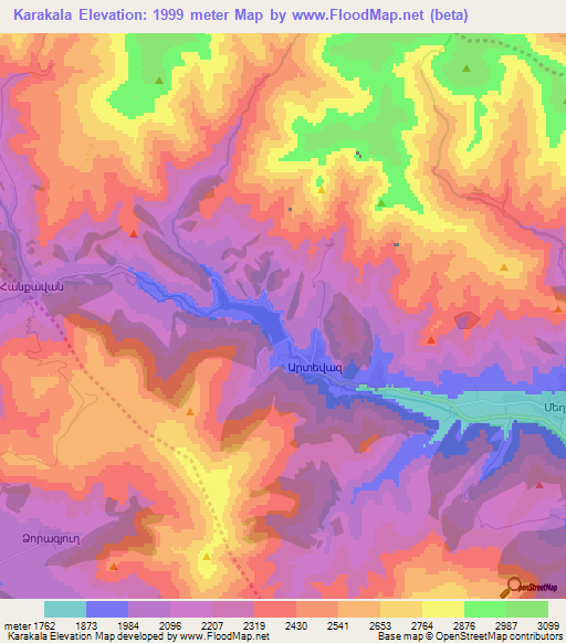 Elevation of Karakala,Armenia Elevation Map, Topography, Contour