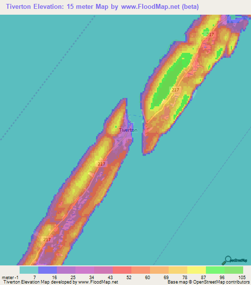Elevation of Tiverton,Canada Elevation Map, Topography, Contour