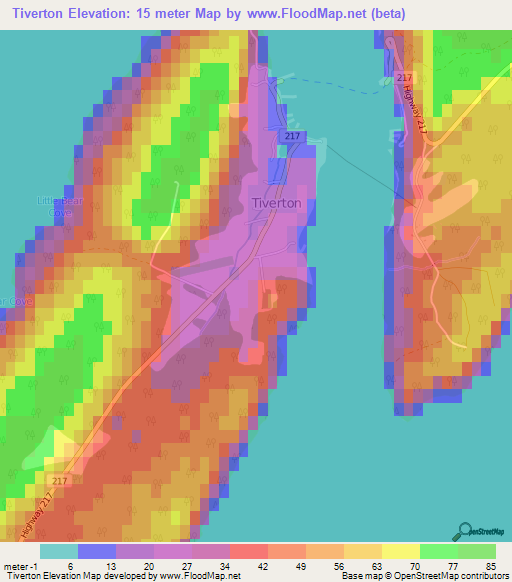 Elevation of Tiverton,Canada Elevation Map, Topography, Contour
