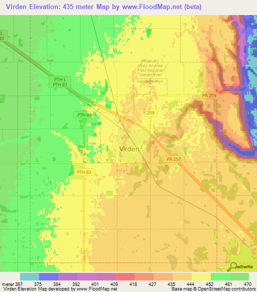 Elevation of Virden,Canada Elevation Map, Topography, Contour