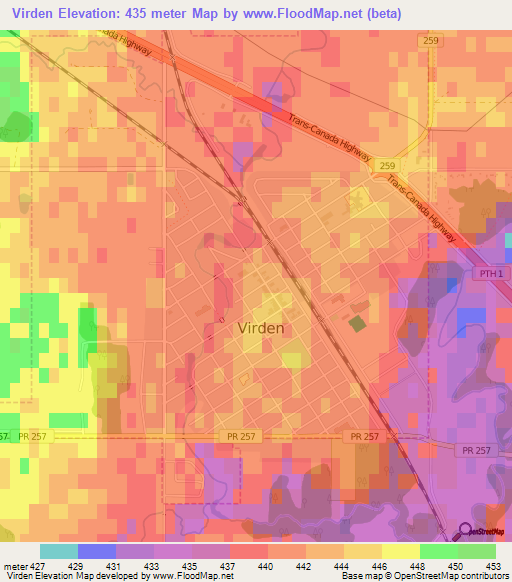 Elevation of Virden,Canada Elevation Map, Topography, Contour
