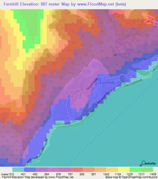 Elevation of Fernhill,New Zealand Elevation Map, Topography, Contour