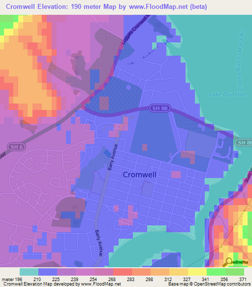 Elevation of Cromwell,New Zealand Elevation Map, Topography, Contour