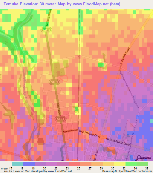 Elevation of Temuka,New Zealand Elevation Map, Topography, Contour
