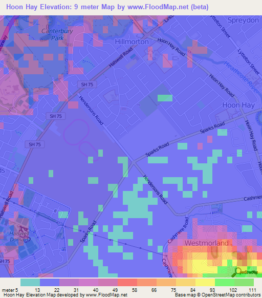 Elevation of Hoon Hay,New Zealand Elevation Map, Topography, Contour