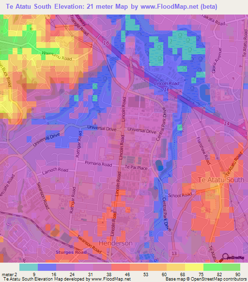 Elevation of Te Atatu South,New Zealand Elevation Map, Topography, Contour