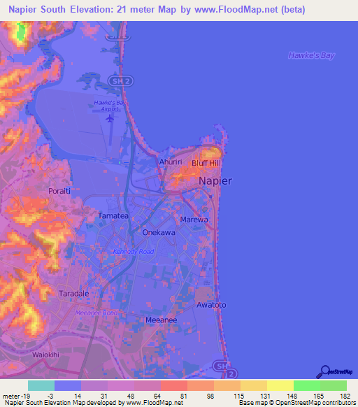 Elevation of Napier South,New Zealand Elevation Map, Topography, Contour