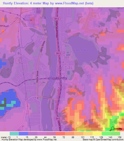 Elevation of Huntly,New Zealand Elevation Map, Topography, Contour