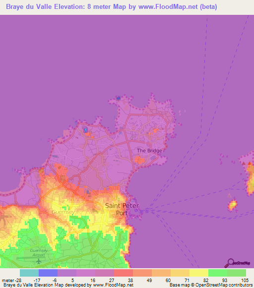 Elevation of Braye du Valle,Guernsey Elevation Map, Topography, Contour
