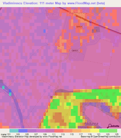 Elevation of Vladimirescu,Romania Elevation Map, Topography, Contour