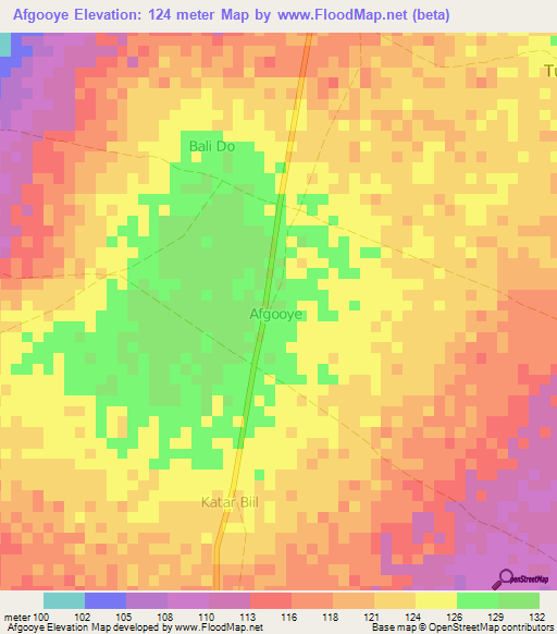 Elevation of Afgooye,Somalia Elevation Map, Topography, Contour