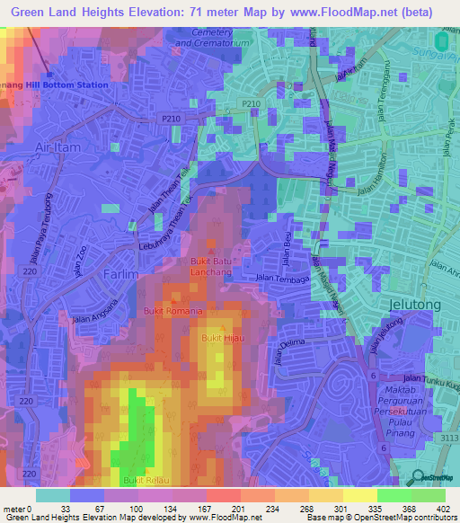 Elevation of Green Land Heights,Malaysia Elevation Map, Topography, Contour