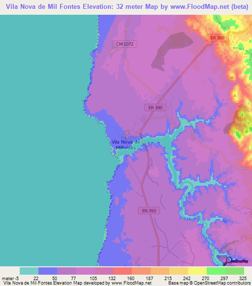Elevation of Vila Nova de Mil Fontes,Portugal Elevation Map, Topography ...