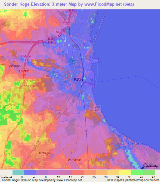 Elevation of Sonder Koge,Denmark Elevation Map, Topography, Contour