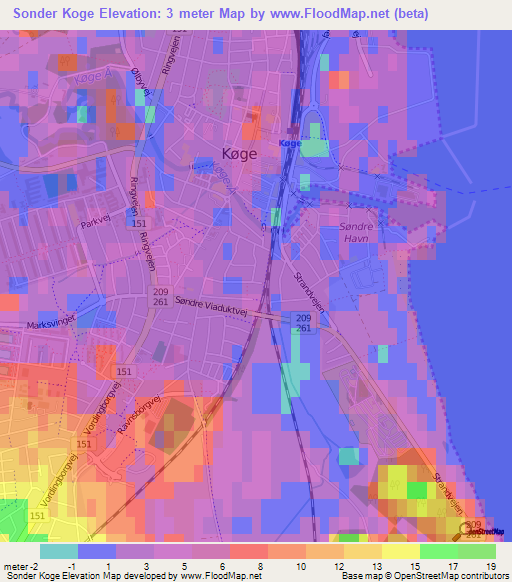 Elevation of Sonder Koge,Denmark Elevation Map, Topography, Contour