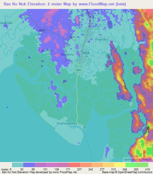 Elevation of Ban Ko Nok,Thailand Elevation Map, Topography, Contour