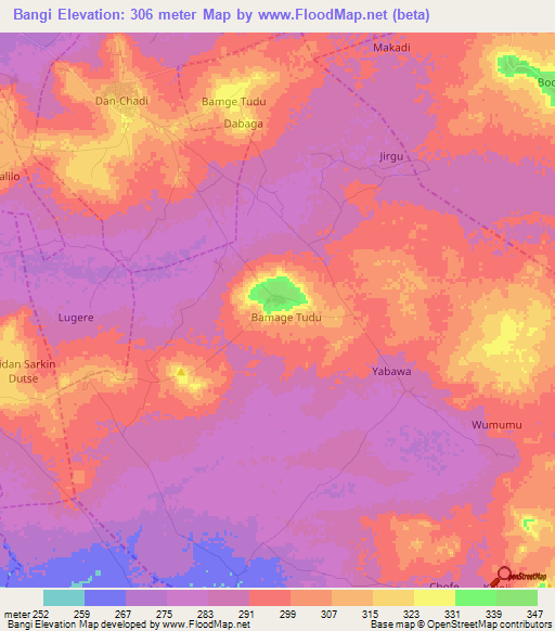 Elevation of Bangi,Nigeria Elevation Map, Topography, Contour