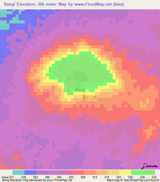 Elevation of Bangi,Nigeria Elevation Map, Topography, Contour