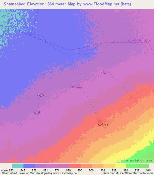 Elevation of Shamsabad,Iran Elevation Map, Topography, Contour