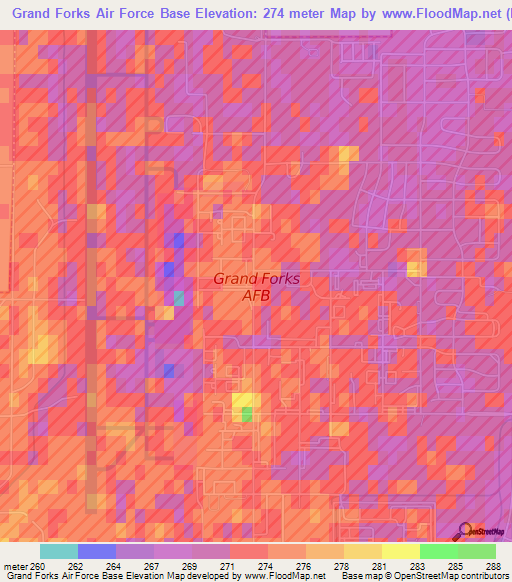 Elevation of Grand Forks Air Force Base,US Elevation Map, Topography ...