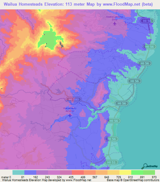 Elevation of Wailua Homesteads,US Elevation Map, Topography, Contour