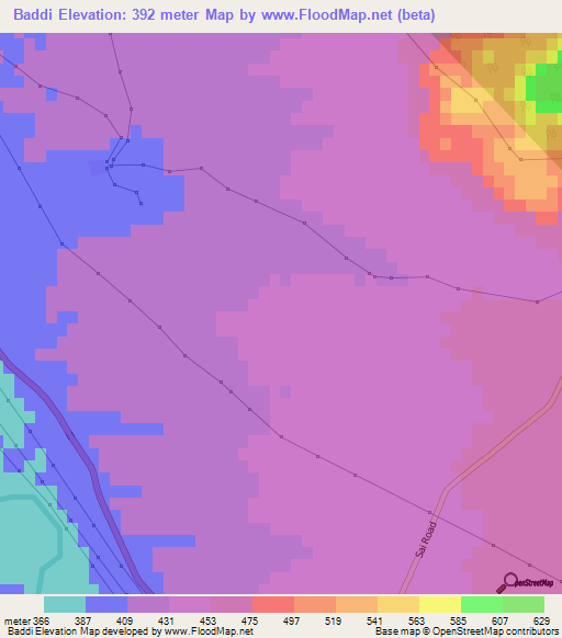 Elevation of Baddi,India Elevation Map, Topography, Contour