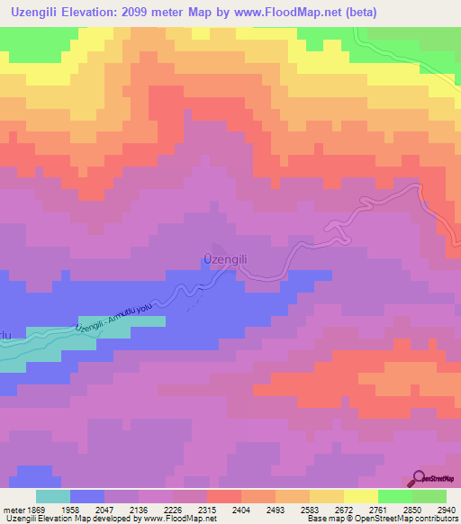 Elevation of Uzengili,Turkey Elevation Map, Topography, Contour