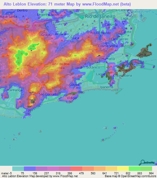 Elevation of Alto Leblon,Brazil Elevation Map, Topography, Contour