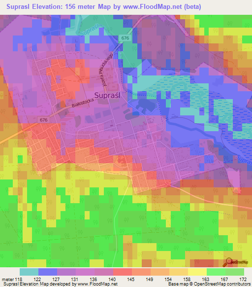 Elevation of Suprasl,Poland Elevation Map, Topography, Contour