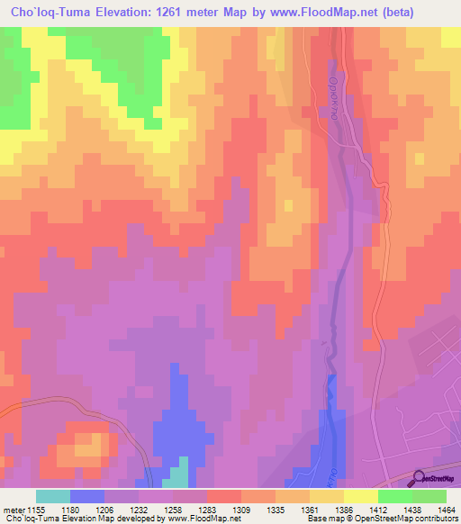 Elevation of Cho`loq-Tuma,Kyrgyzstan Elevation Map, Topography, Contour