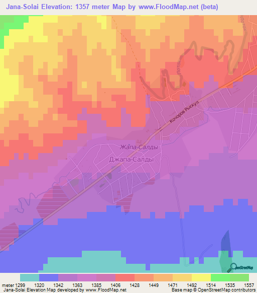 Elevation of Jana-Solai,Kyrgyzstan Elevation Map, Topography, Contour