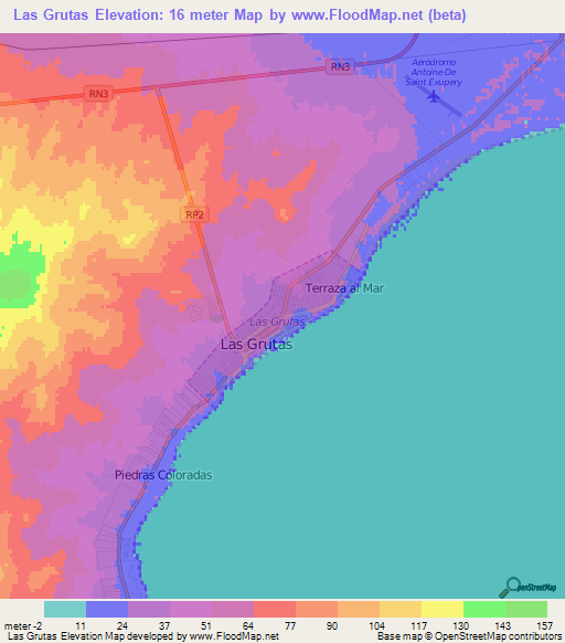 Elevation of Las Grutas,Argentina Elevation Map, Topography, Contour