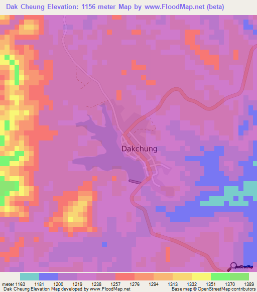 Elevation of Dak Cheung,Laos Elevation Map, Topography, Contour