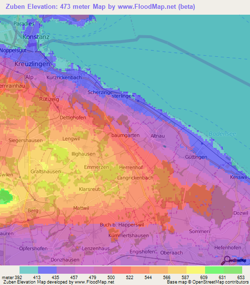 Elevation of Zuben,Switzerland Elevation Map, Topography, Contour