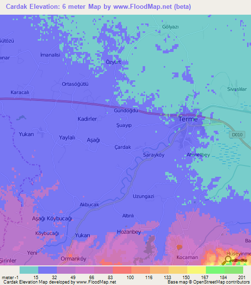 Elevation of Cardak,Turkey Elevation Map, Topography, Contour